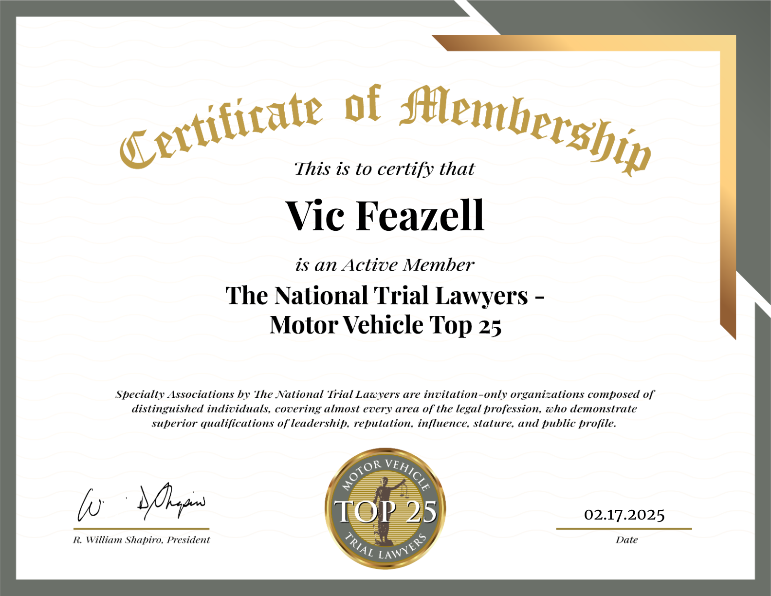 Attorney Vic Feazell Selected for National Trial Lawyers – Motor ...